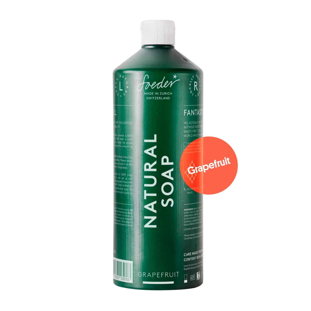 Natural Soap Refill - Grapefruit 1 Liter von Soeder* – soapkitchen.de